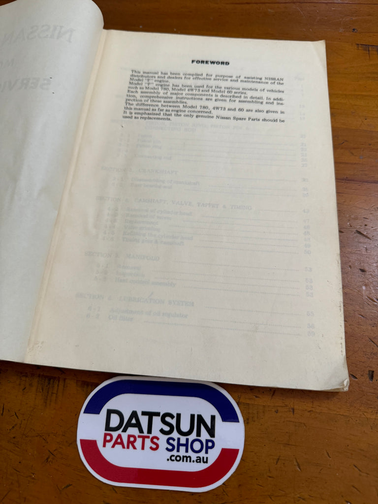 Nissan Engine Model P Service Manual Used Datsun Patrol – Datsun Parts Shop