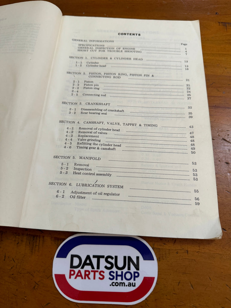Nissan Engine Model P Service Manual Used Datsun Patrol – Datsun Parts Shop